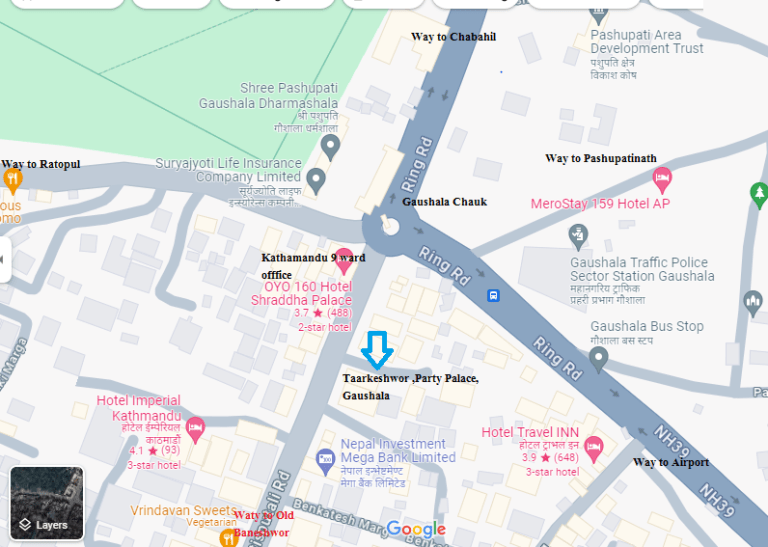 Upper Hewa - Location Map Taarkeshwor Party Palace,Gaushala